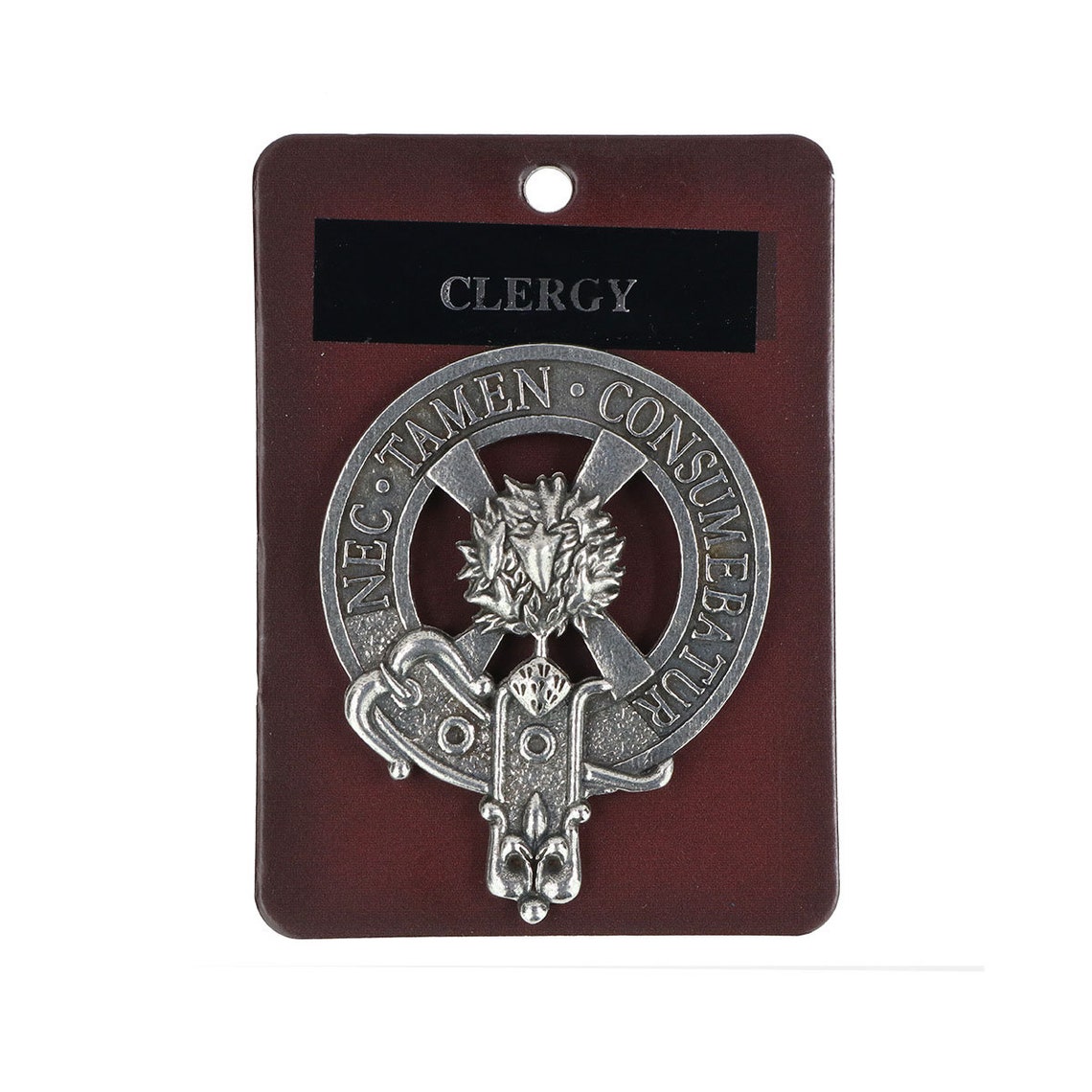 Clergy Cap Badge - Pewter Clan Crest Badge - Gaelic Themes Cap Badge or ...
