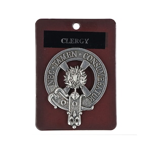 Clergy Cap Badge - Pewter Clan Crest Badge - Gaelic Themes Cap Badge or ...