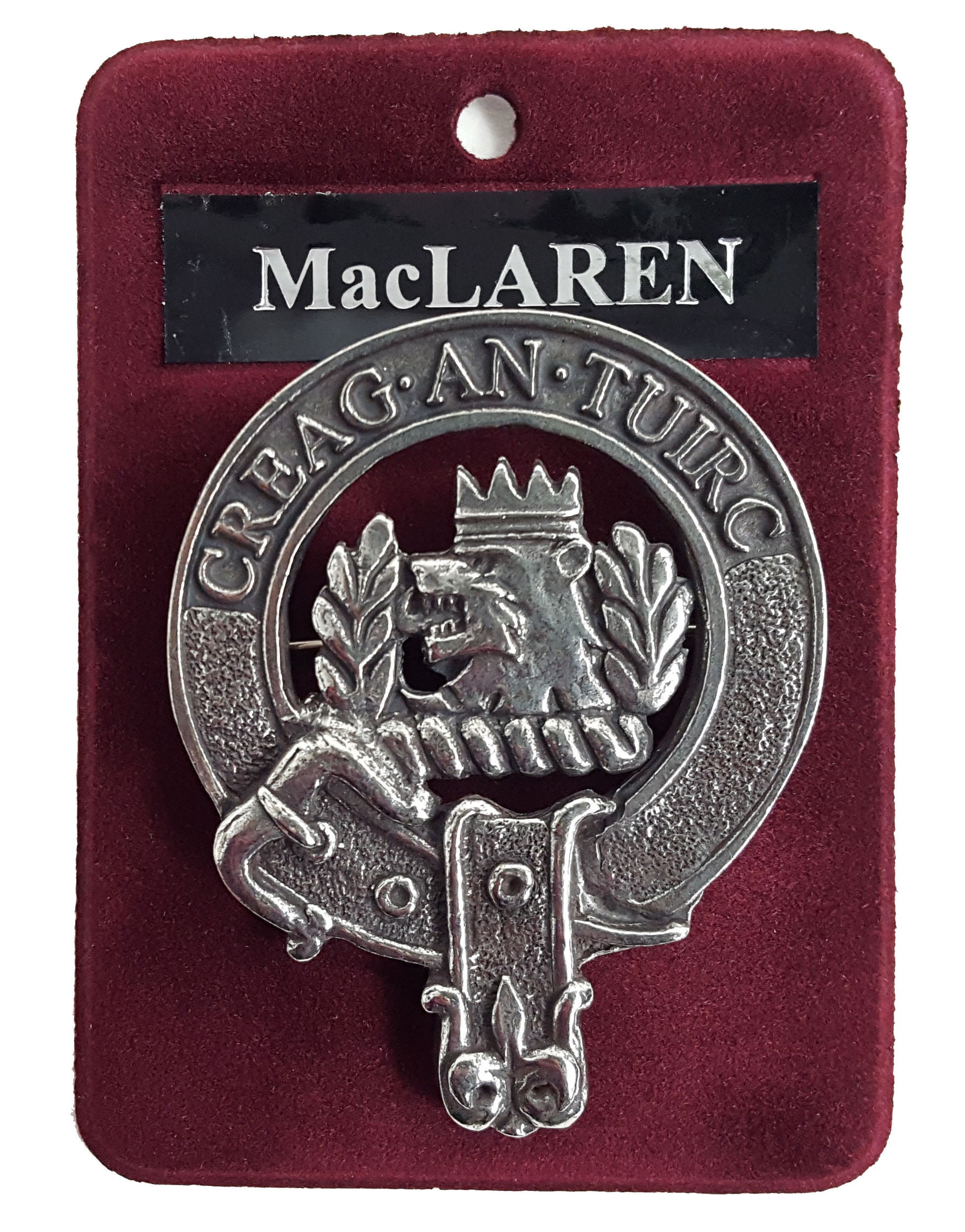 Maclaren Cap Badge - Pewter Clan Crest Badge - Gaelic Themes Cap Badge ...