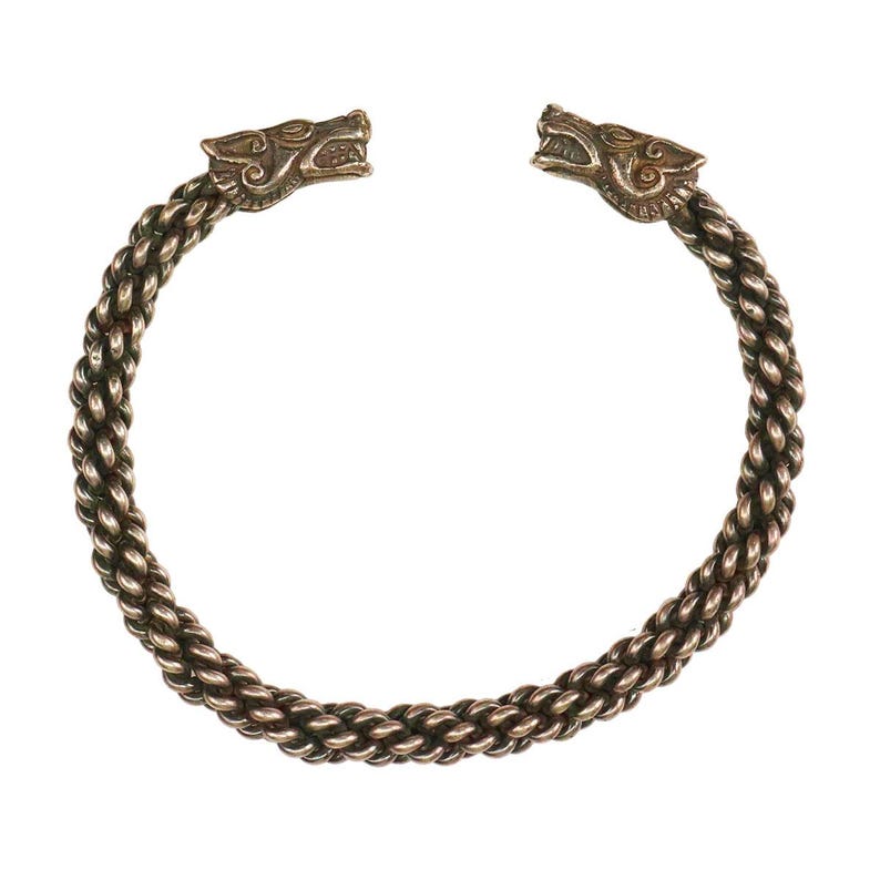 Bronze Celtic Wolf Torc Bracelet | Mythic Animal Symbol Jewelry - Etsy