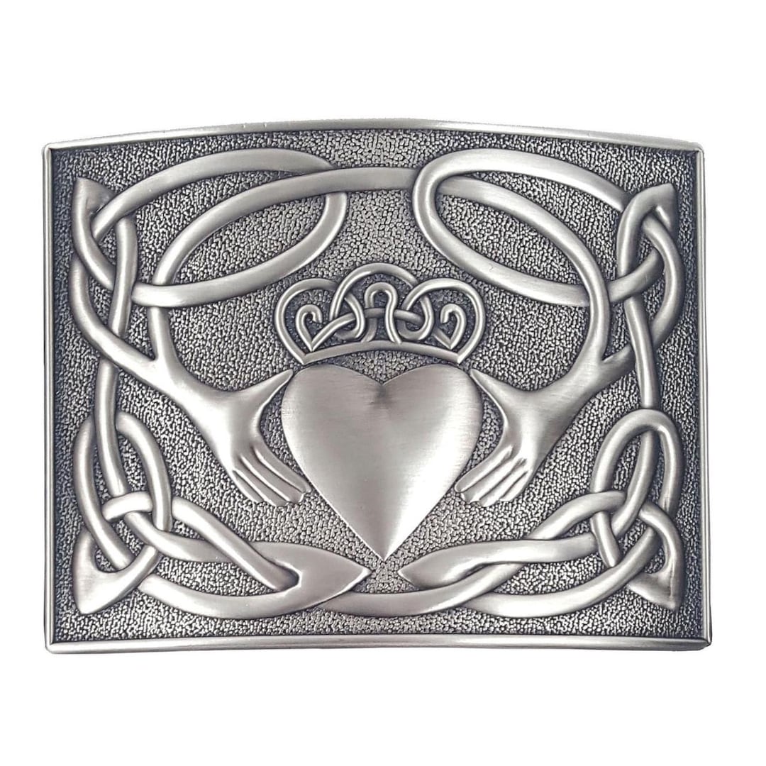 Irish Claddagh Kilt Belt Buckle | Celtic Heart Hands Crown Buckle - Etsy