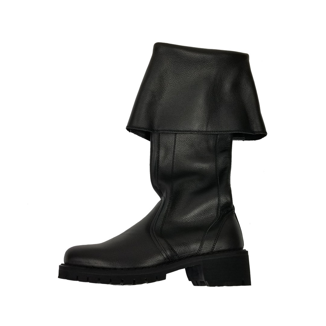 Quality Black Leather Scottish Pirate Boots - Etsy