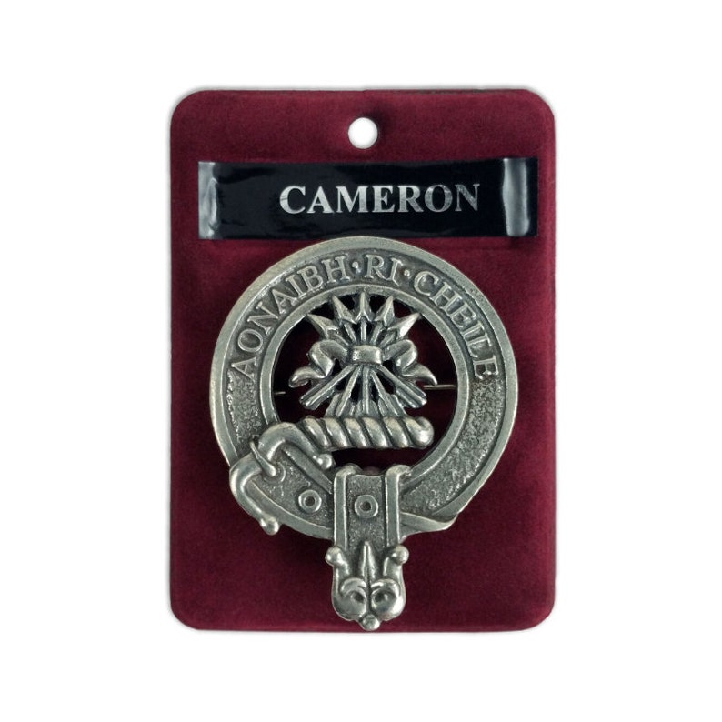 Cameron Cap Badge - Pewter Clan Crest Badge - Gaelic Themes Cap Badge ...