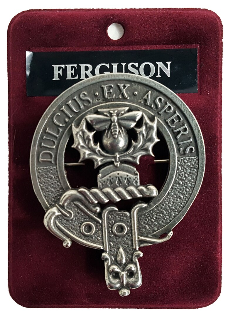 Ferguson Cap Badge - Pewter Clan Crest Badge - Gaelic Themes Cap Badge ...