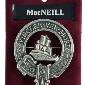 Macneill Cap Badge - Pewter Clan Crest Badge - Gaelic Themes Cap Badge ...