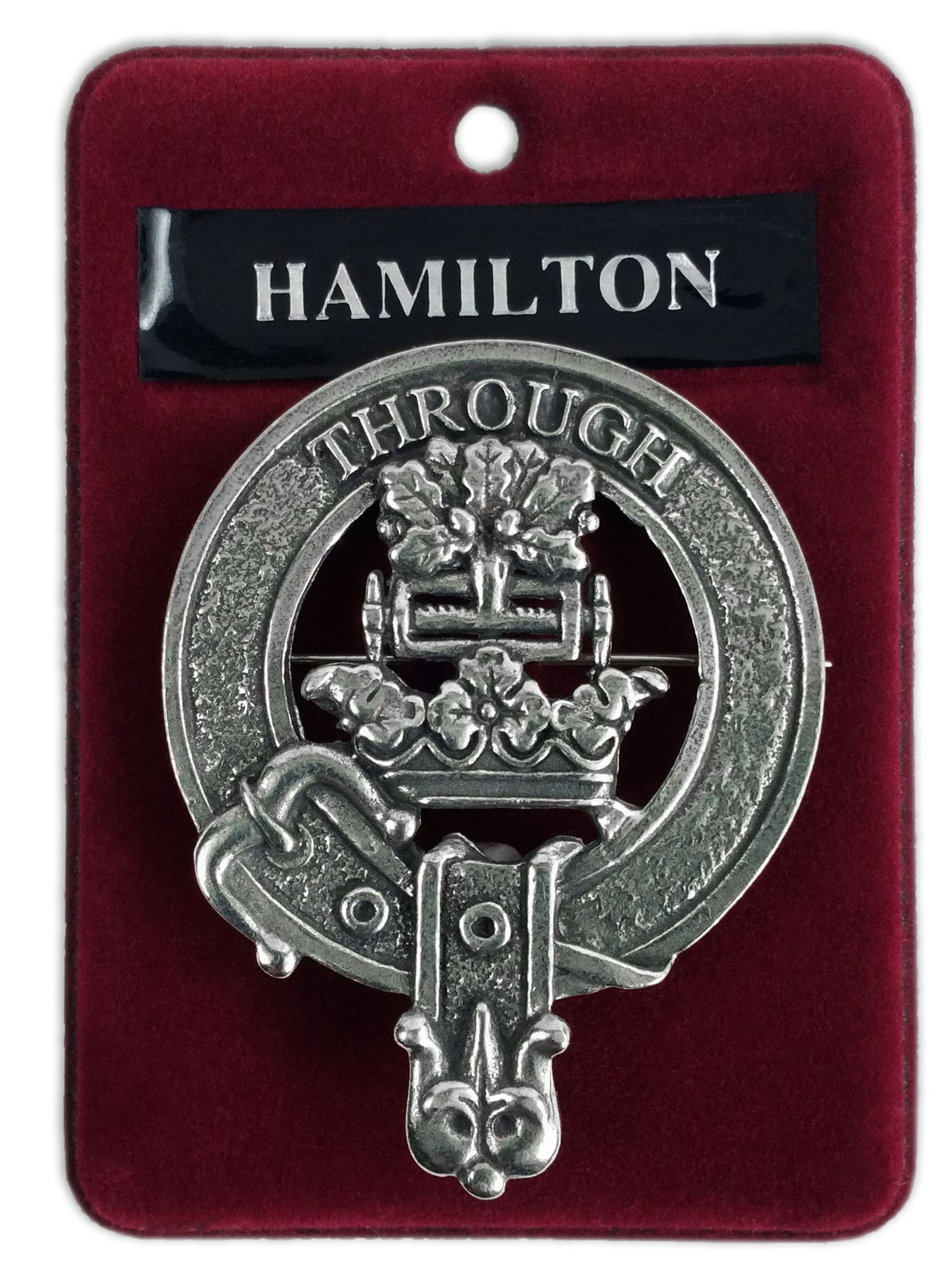 Hamilton Cap Badge - Pewter Clan Crest Badge - Gaelic Themes Cap Badge ...