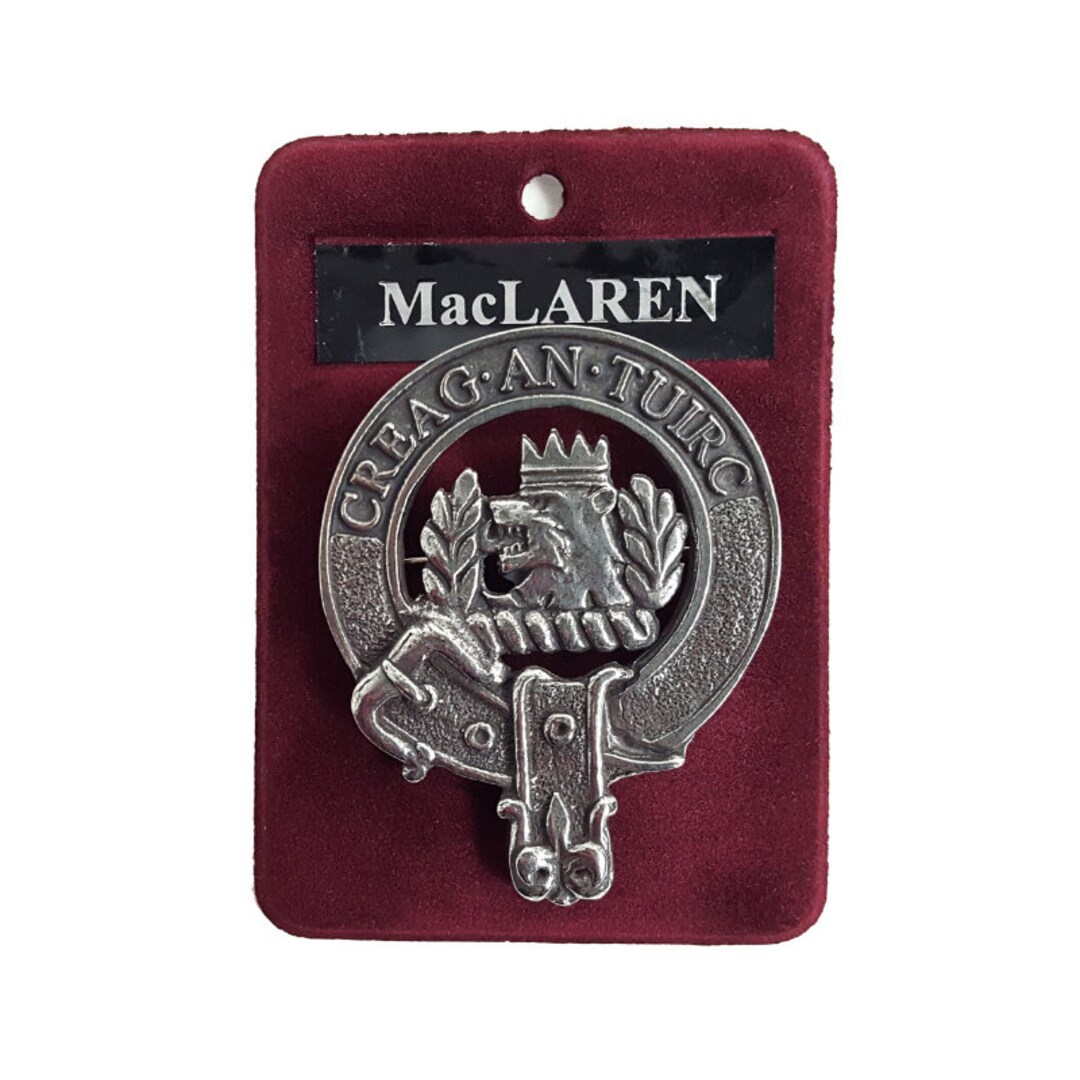 Maclaren Cap Badge - Pewter Clan Crest Badge - Gaelic Themes Cap Badge ...