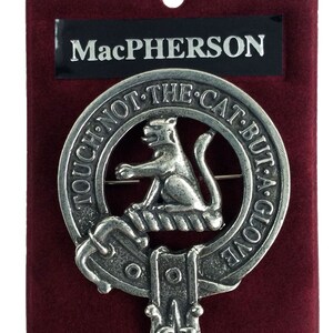 Macpherson Cap Badge - Pewter Clan Crest Badge - Gaelic Themes Cap ...