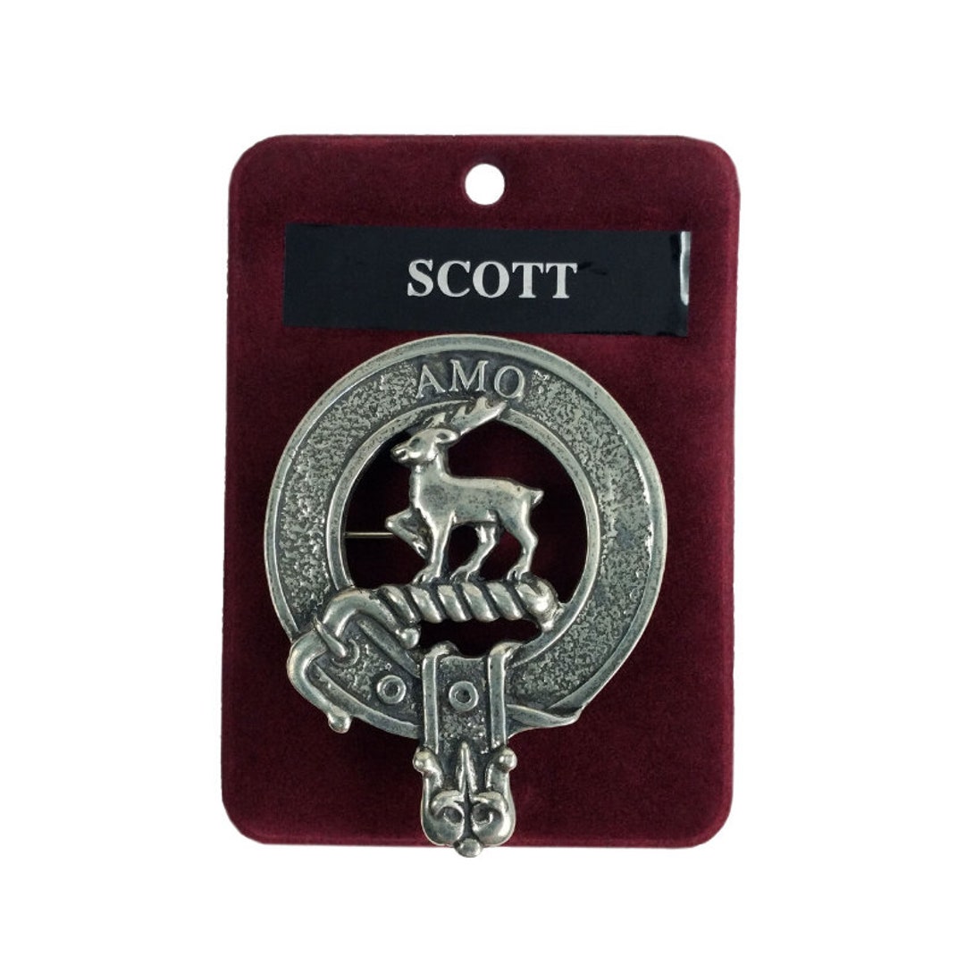 Scott Cap Badge - Pewter Clan Crest Badge - Gaelic Themes Cap Badge or ...