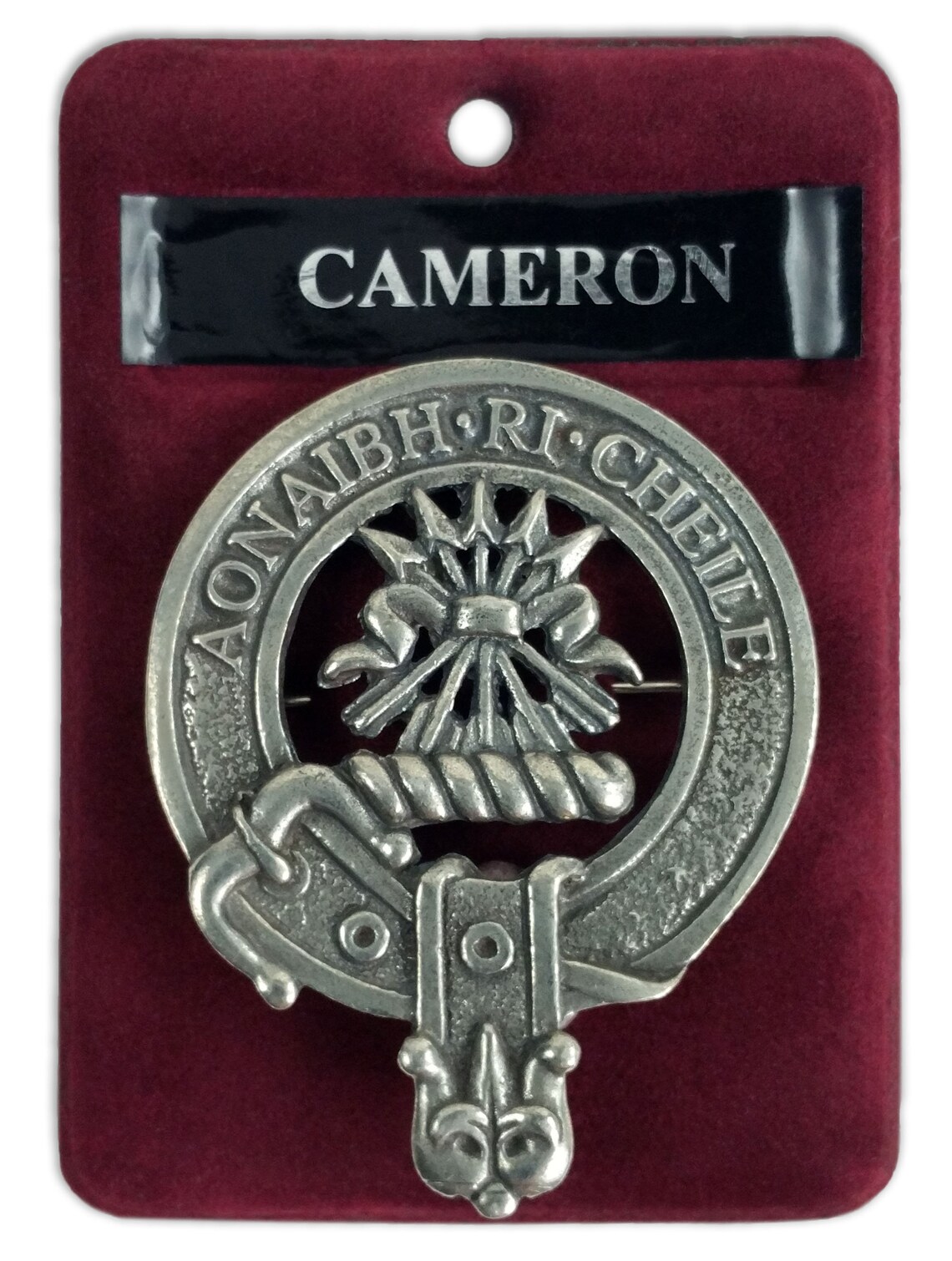 Cameron Cap Badge - Pewter Clan Crest Badge - Gaelic Themes Cap Badge ...
