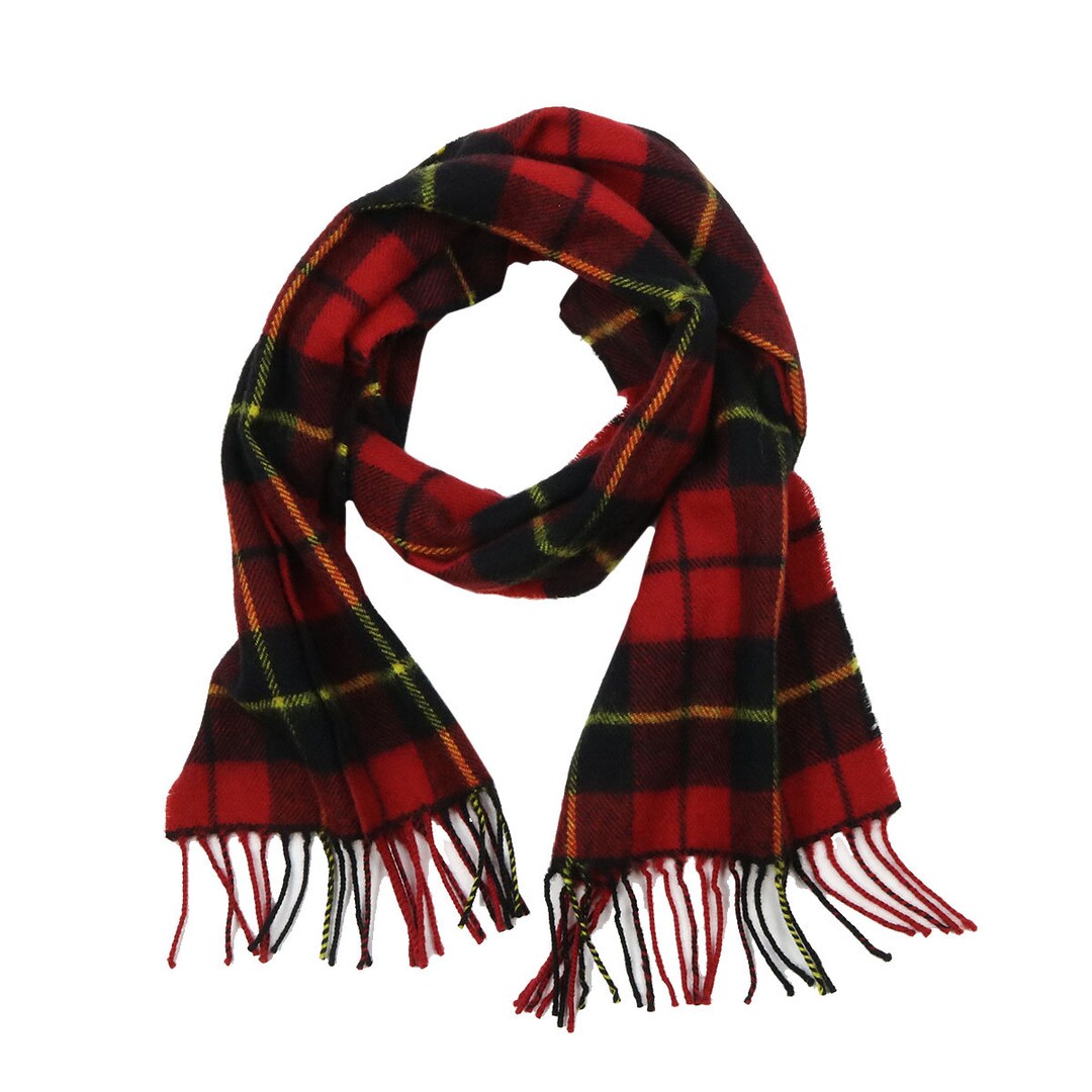 Wallace Red Modern Tartan Lambswool Scarf - Made in Scotland - in Stock ...
