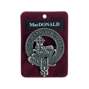 Macdonald Cap Badge - Pewter Clan Crest Badge - Gaelic Themes Cap Badge ...