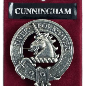 Cunningham Cap Badge - Pewter Clan Crest Badge - Gaelic Themes Cap ...