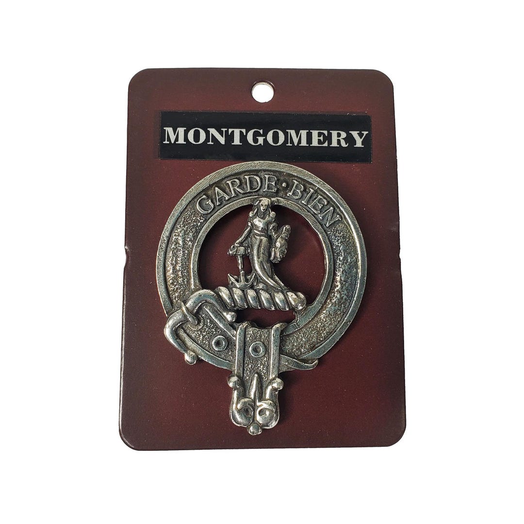 Montgomery Cap Badge - Pewter Clan Crest Badge - Gaelic Themes Cap ...