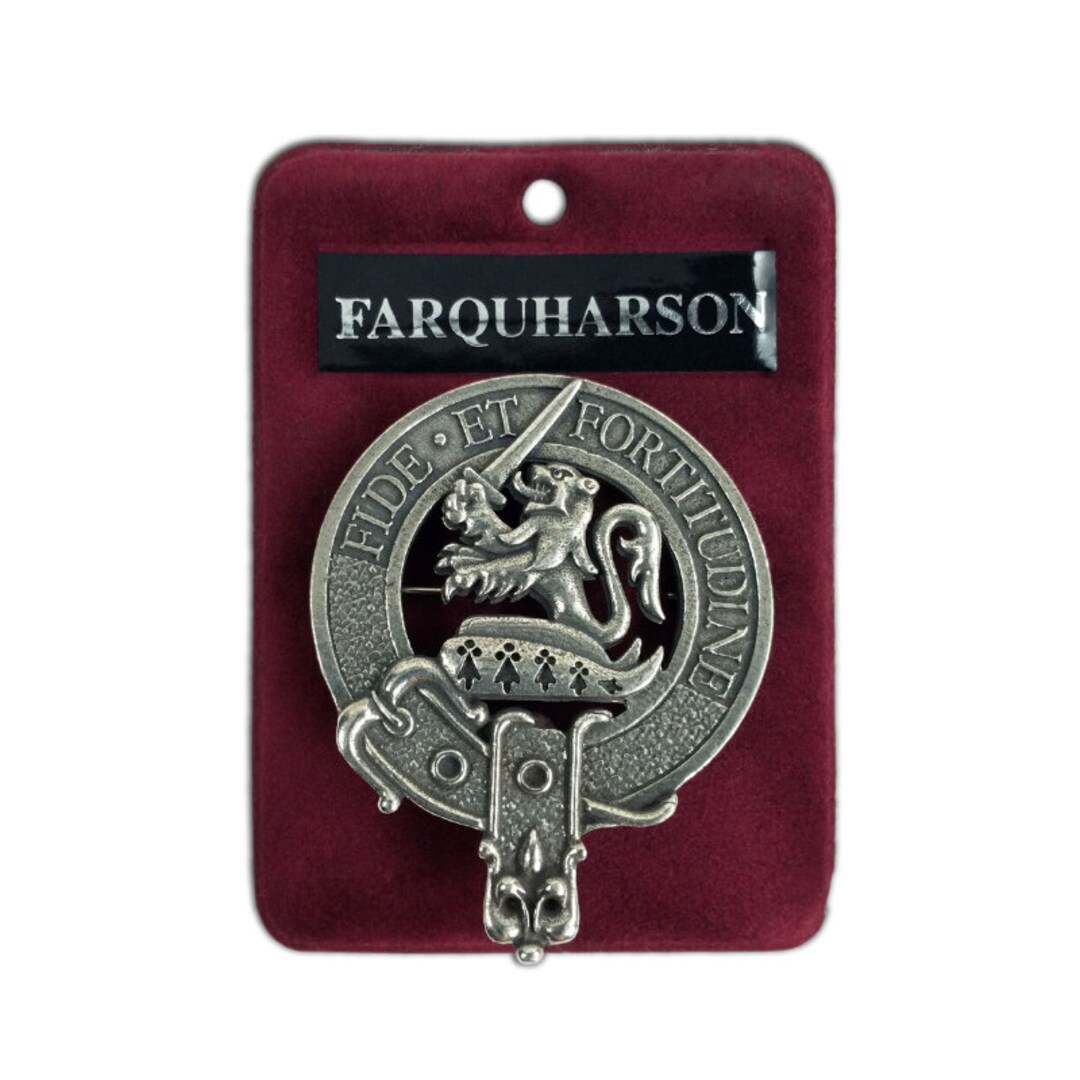 Farquharson Cap Badge - Pewter Clan Crest Badge - Gaelic Themes Cap ...