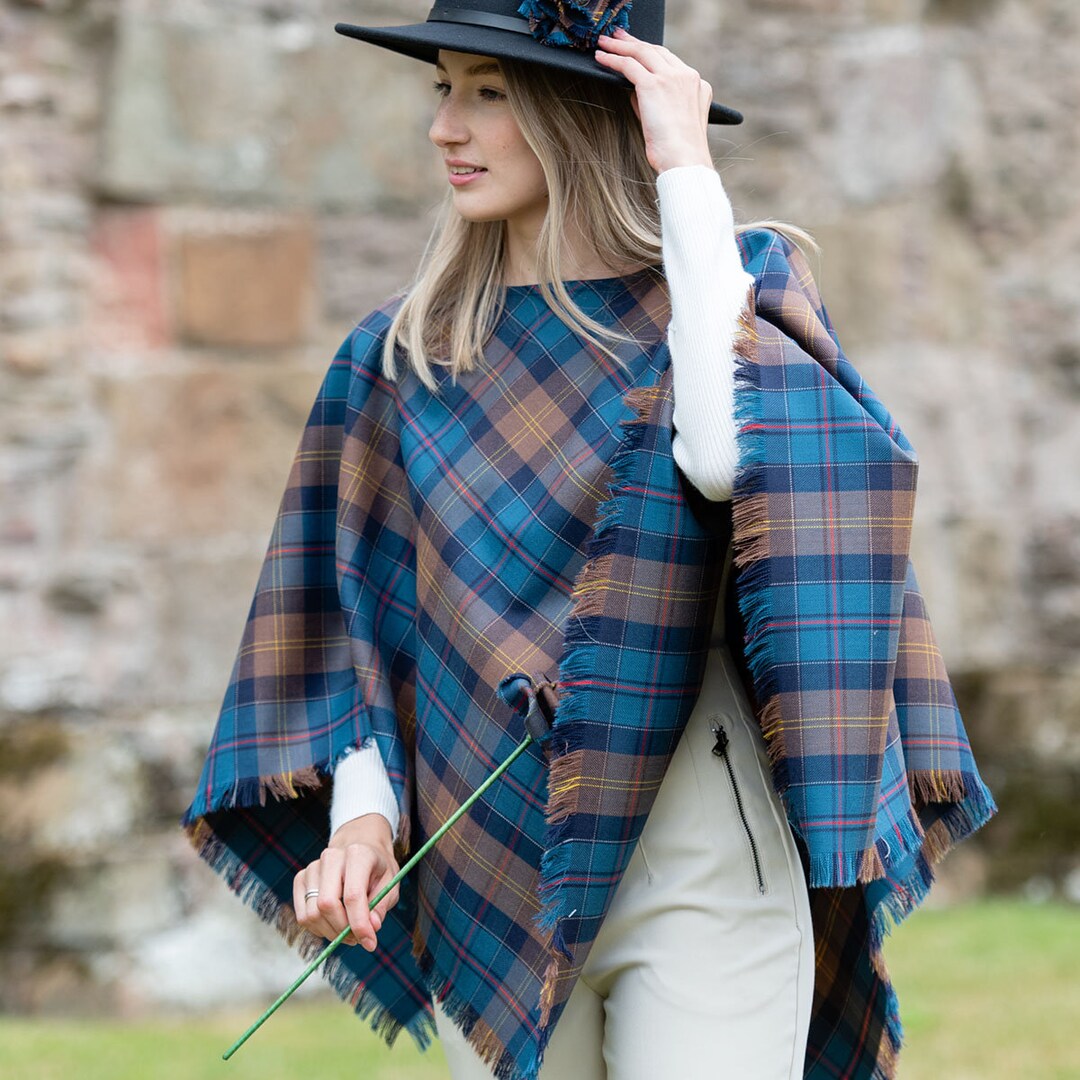Premium Scottish Wool Tartan Poncho | M-W Tartans - Etsy