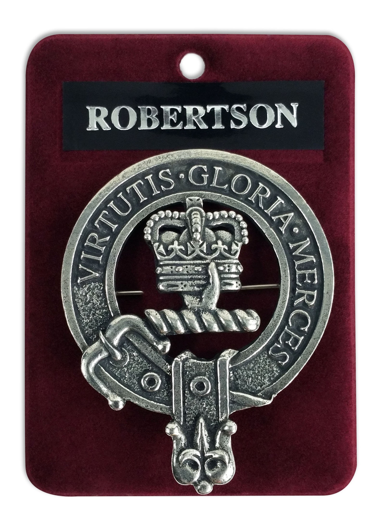 Robertson Cap Badge - Pewter Clan Crest Badge - Gaelic Themes Cap Badge ...
