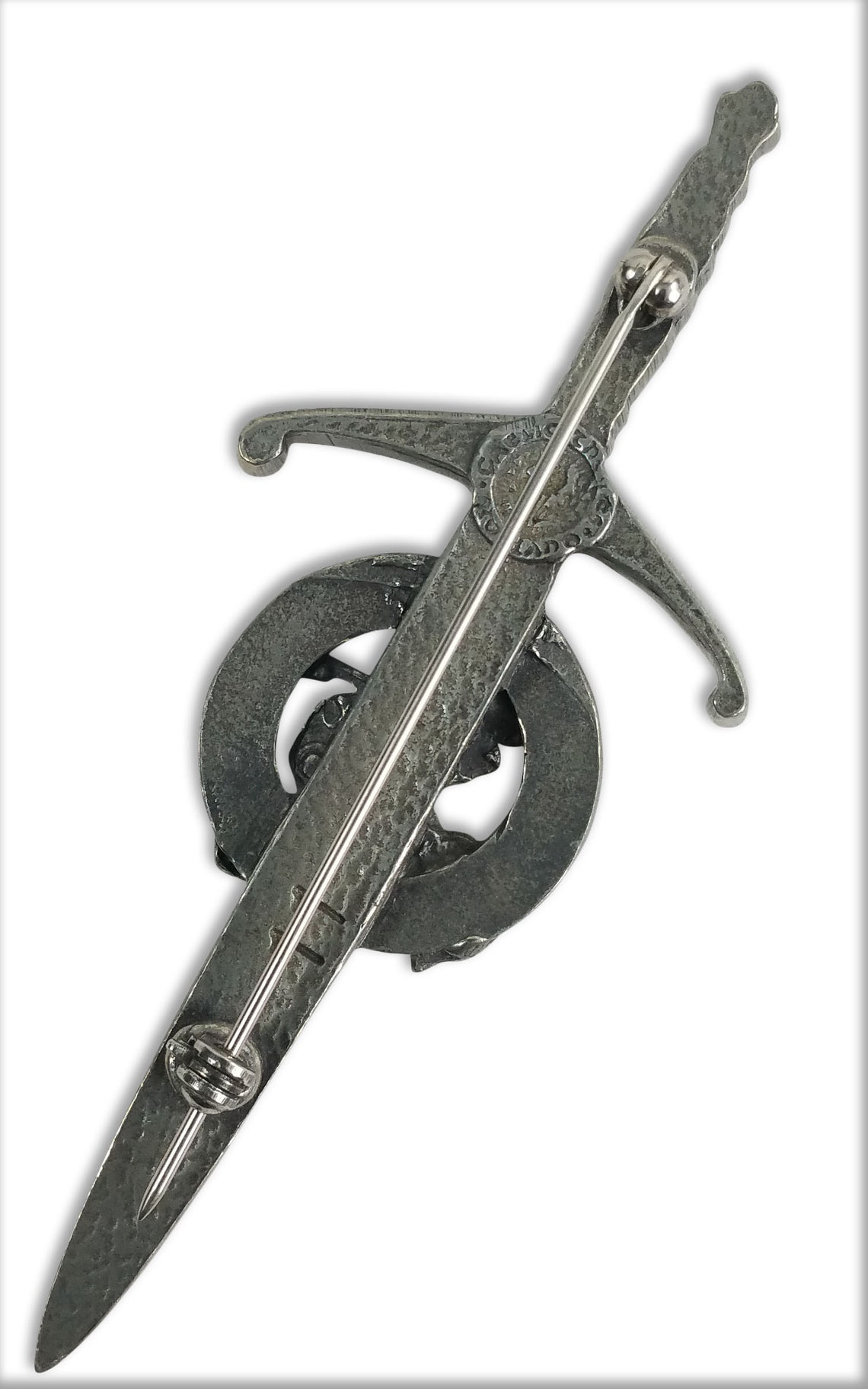 Bruce Kilt Pin - Pewter Clan Crest Kilt Pin - Gaelic Themes Kilt Pin ...