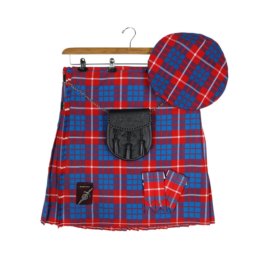 Hamilton Red Modern Wool-blend Homespun Tartan Kilt and Accessories ...