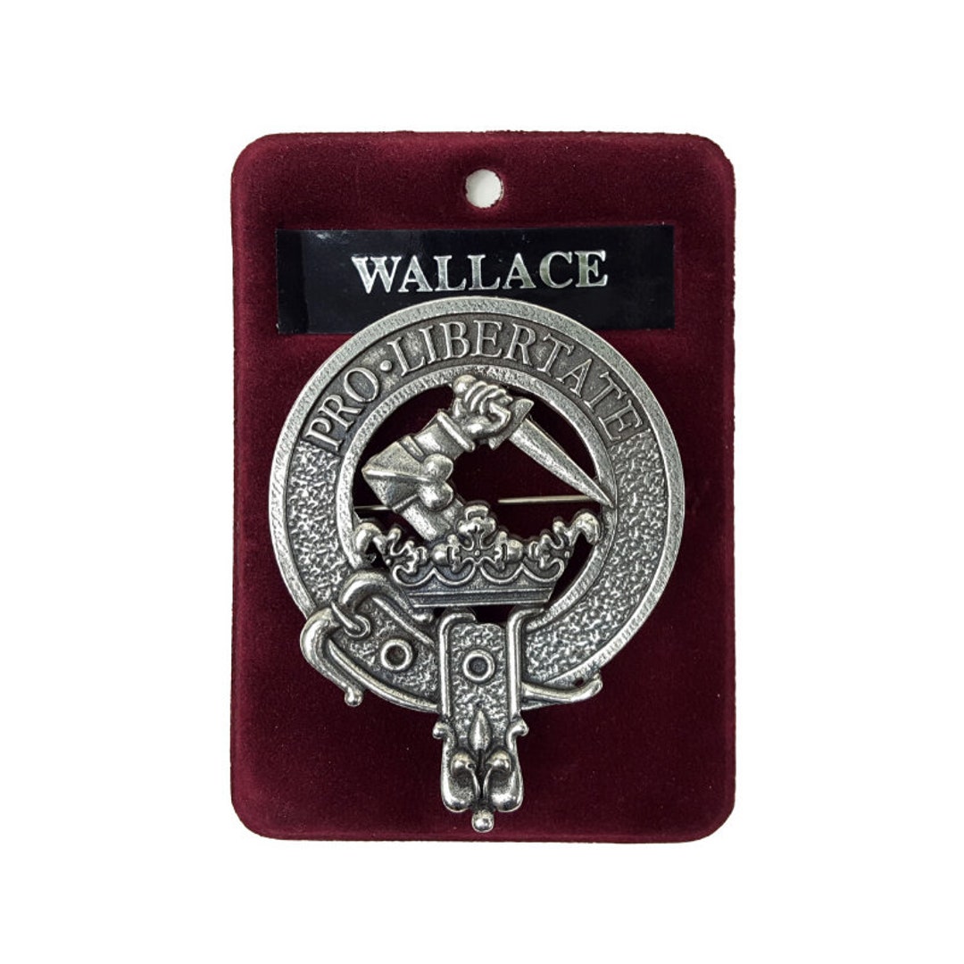 Wallace Cap Badge - Pewter Clan Crest Badge - Gaelic Themes Cap Badge ...
