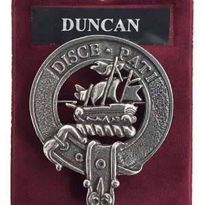 Duncan Cap Badge - Pewter Clan Crest Badge - Gaelic Themes Cap Badge or ...