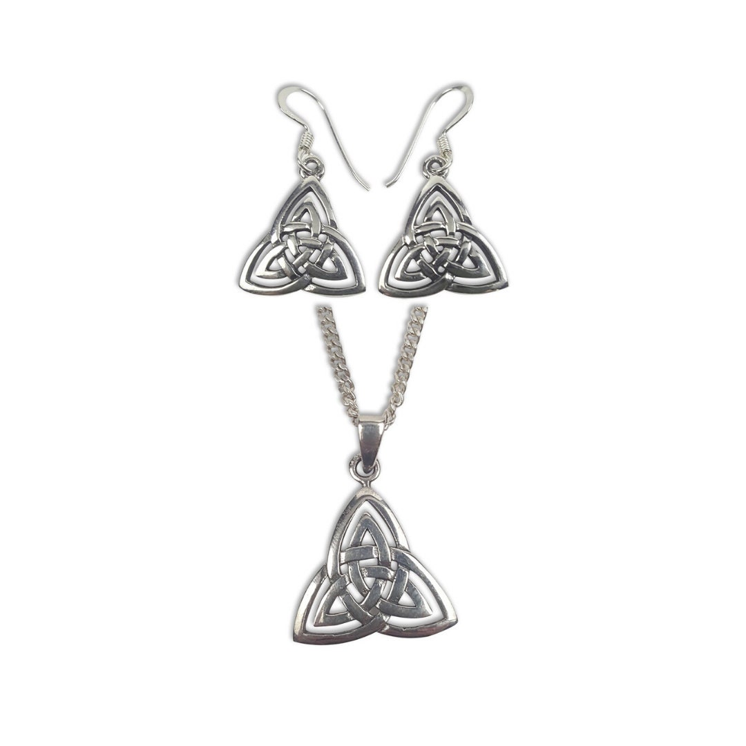 Trinity Knot Set - Trinity Knot Necklace and Earrings Set - Trefoil ...