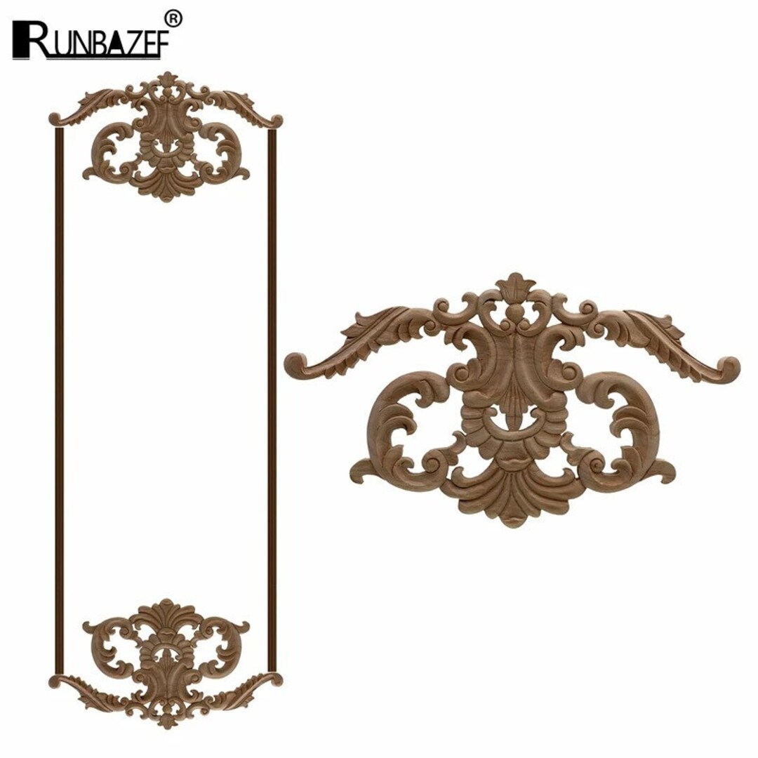 Wood Engraving Applique Frame Corner Unpainted Furniture Trim Door ...