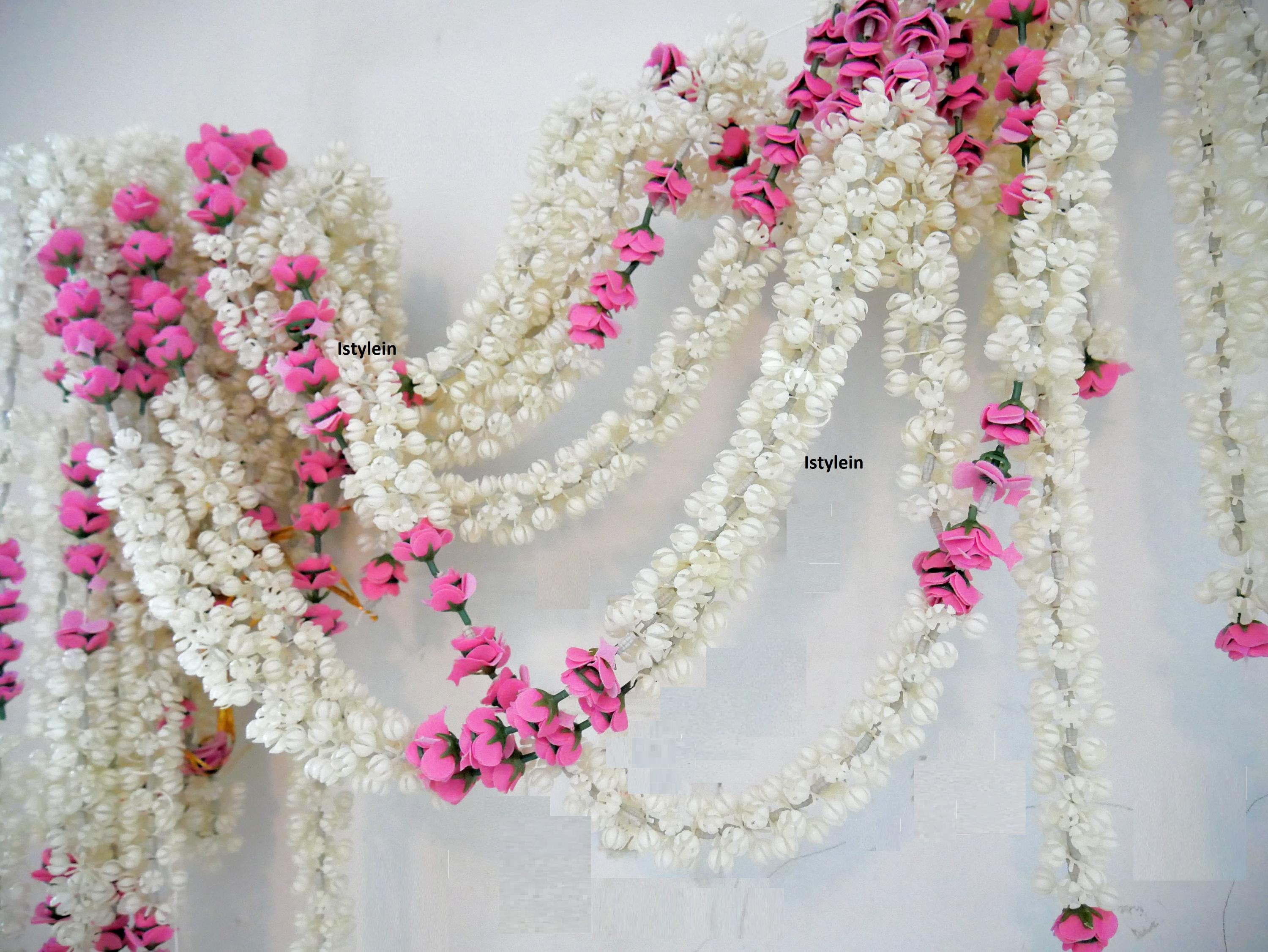 Mogra and Pink Rose Garlands, off White Jasmine Garlands for Nikkah ...