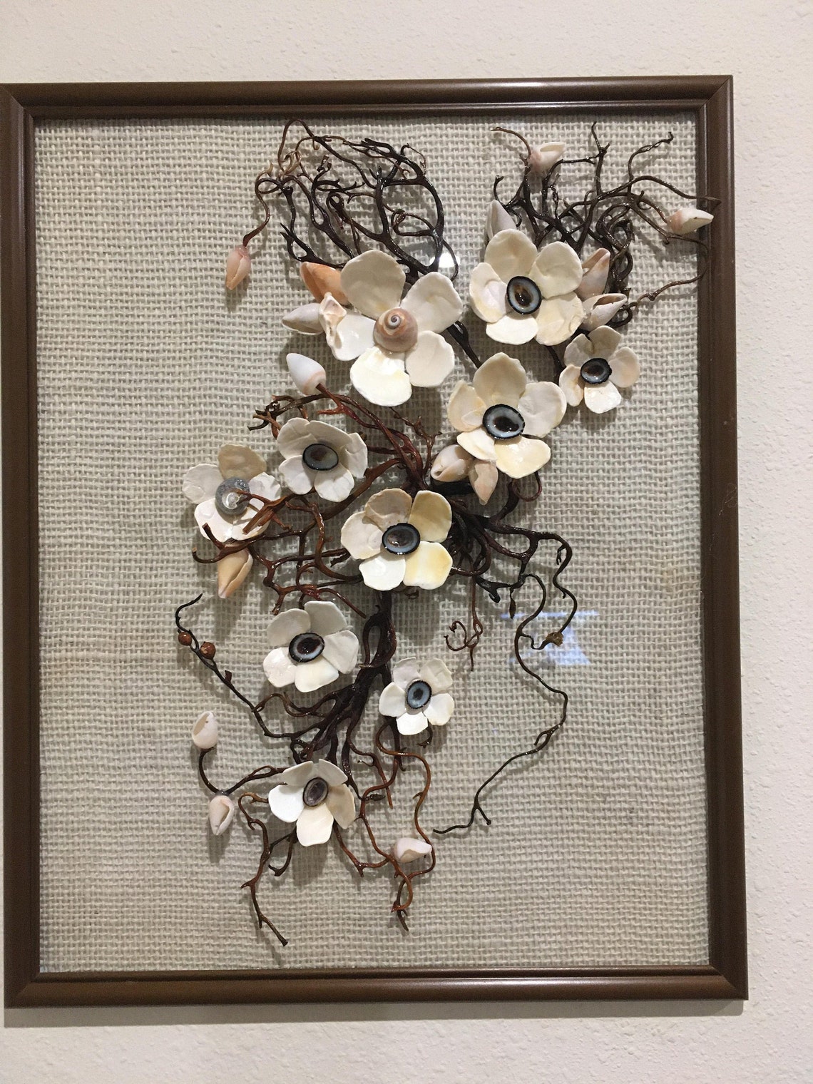 Handmade Shell Flowers, Wall Art, Seashell Flower - Beach Decor ...