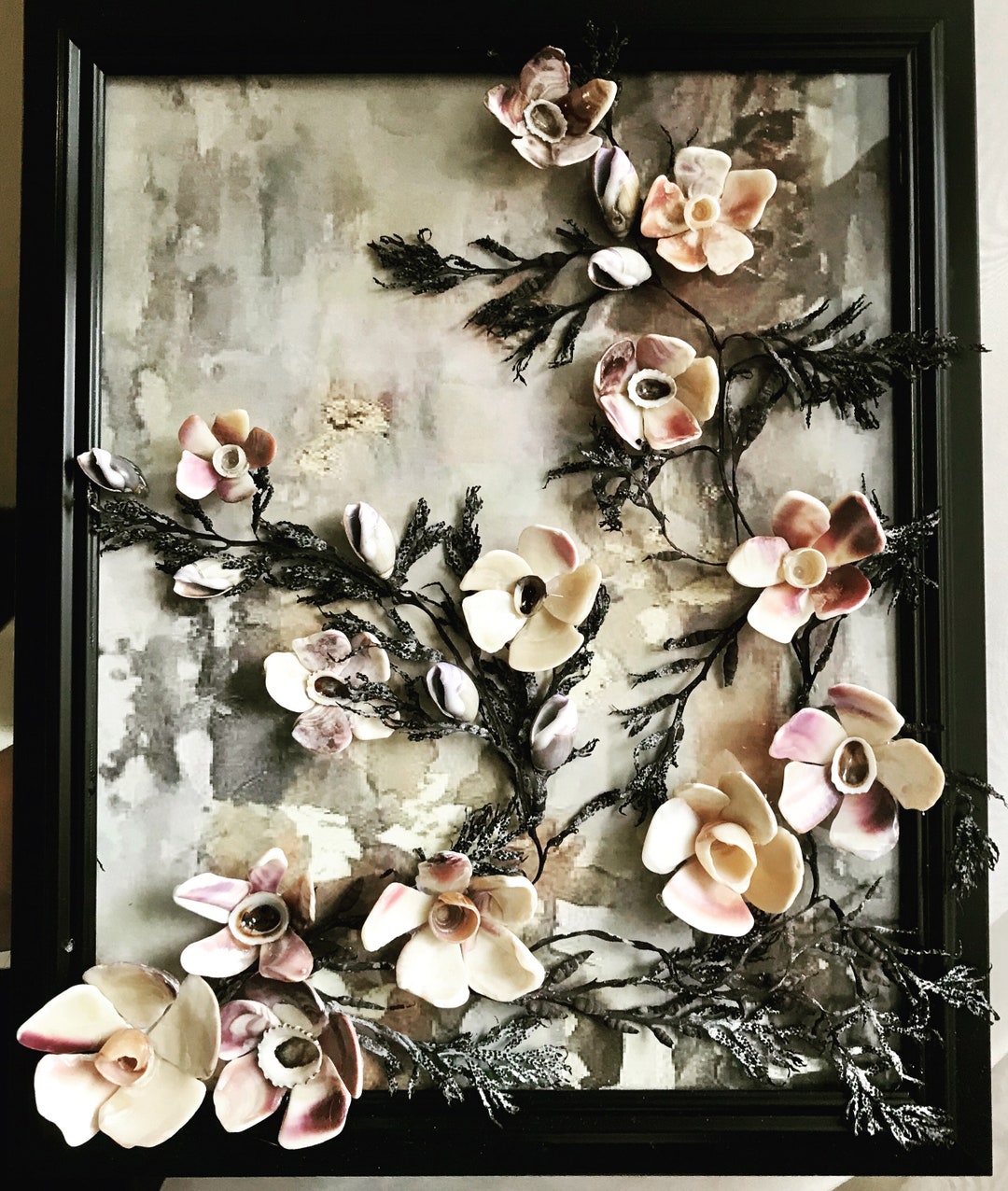 Handmade Shell Flowers, Wall Art, Seashell Flower - Beach Decor ...