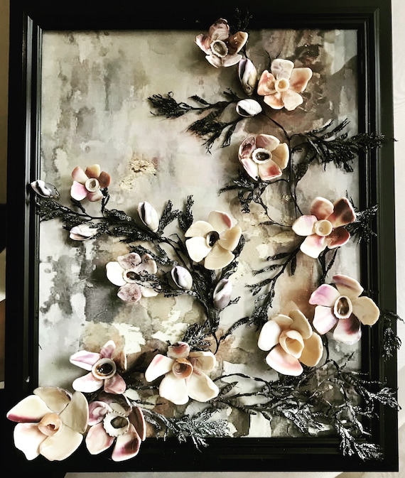 Handmade Shell Flowers Wall Art Seashell Flower Beach | Etsy