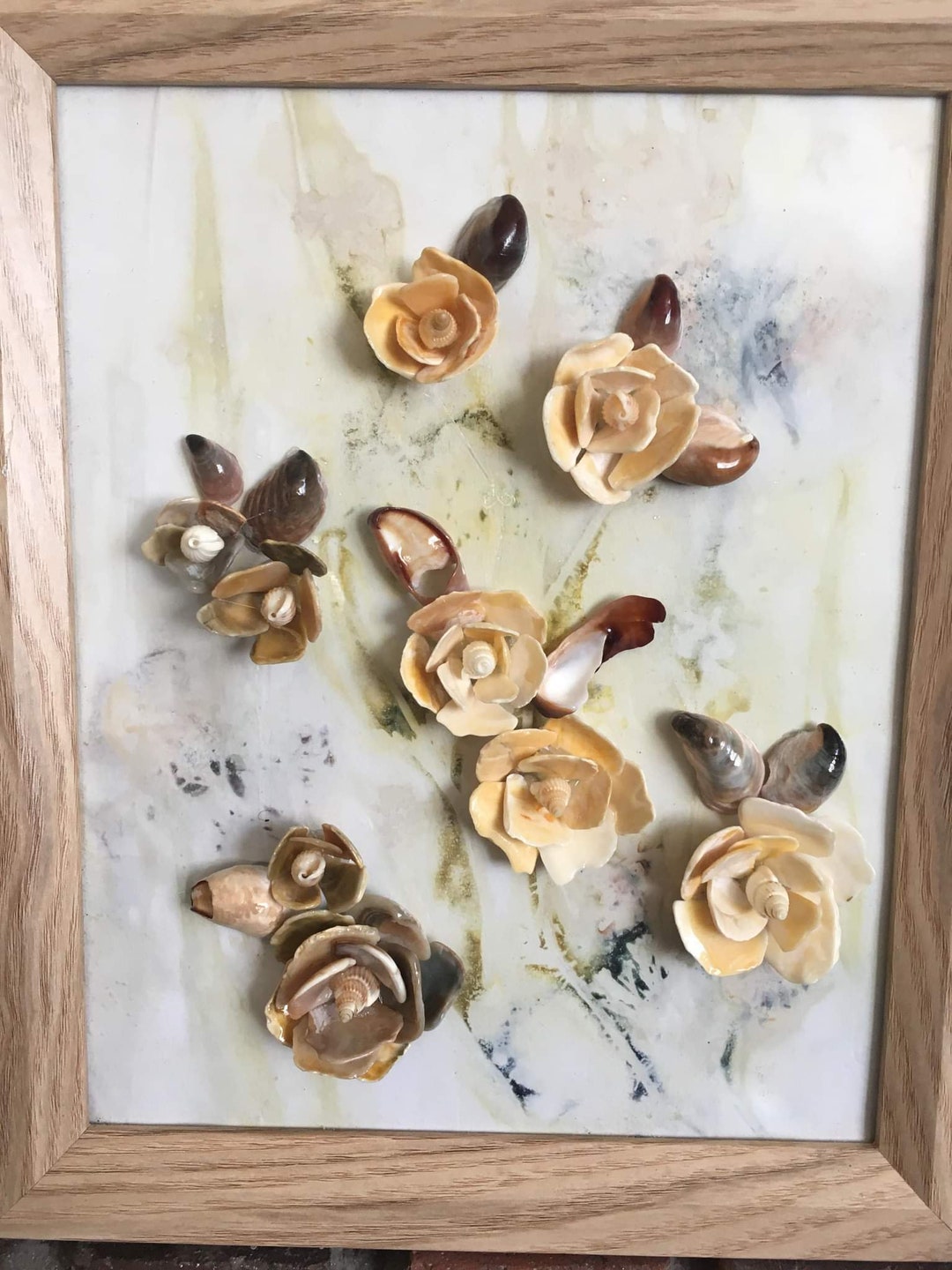 Handmade Shell Flowers, Wall Art, Seashell Flower - Beach Decor ...