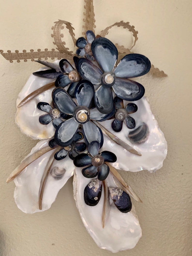 Original Beach Shell/oyster Shells/flowers 100% Handmade, Wall Art ...