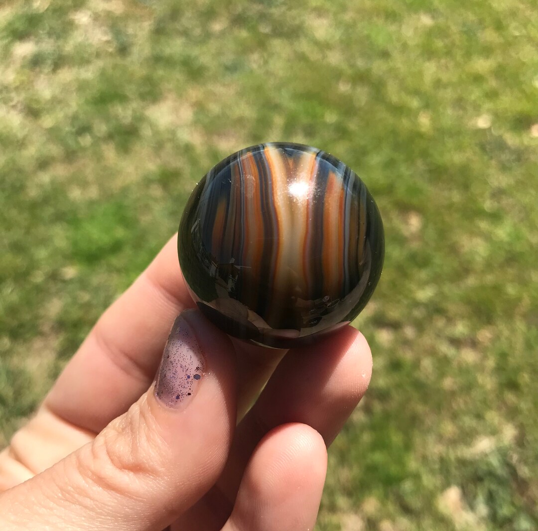 Rare Blue & Orange Banded Agate Sphere Brazil 52g 33mm - Etsy