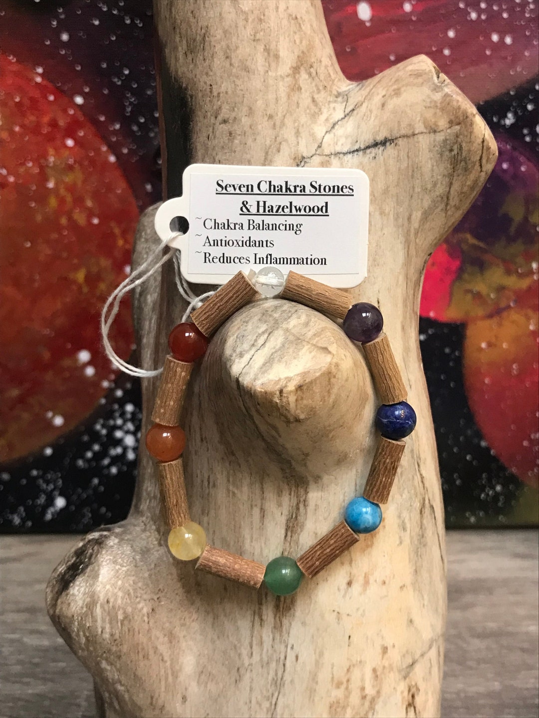 Handmade Seven Charka Balancing Stones and Hazelwood Healing Bracelet ...