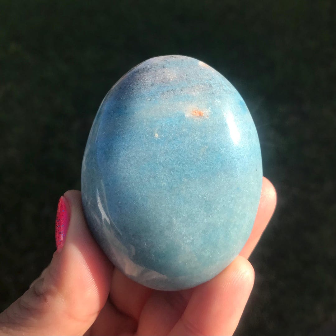 Polished Blue Trolleite Palmstone, Brazil, 101g, Chakra Healing Stone ...
