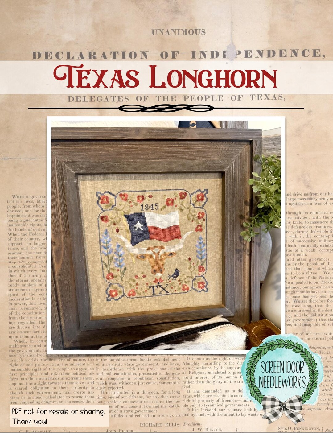 Texas Longhorn Cross Stitch Chart PDF Digital Download - Etsy