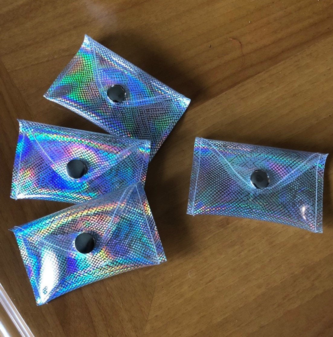 Handmade Iridescent Card Case: Reflective Snake Print Vinyl Pouch - Etsy