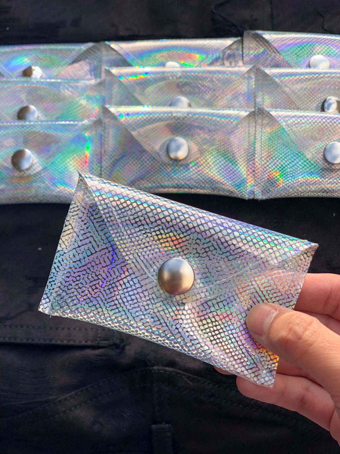 Handmade Iridescent Card Case: Reflective Snake Print Vinyl Pouch - Etsy