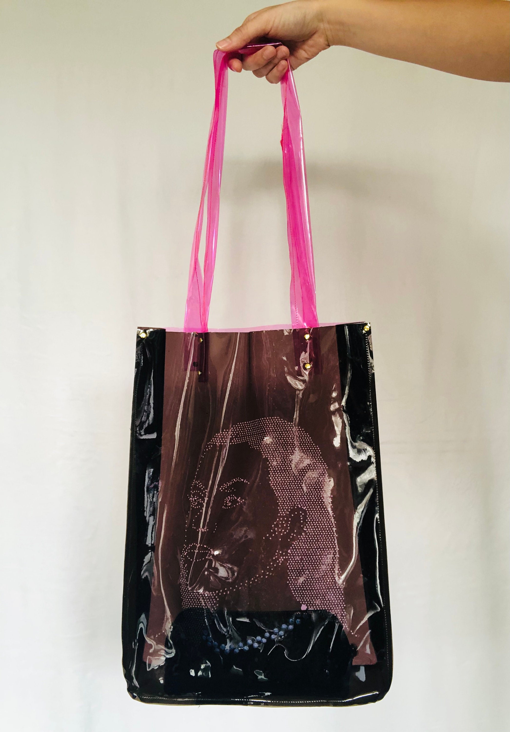 Michelle Obama Tote Pink and Black Vinyl With Cut-out Pointillism ...