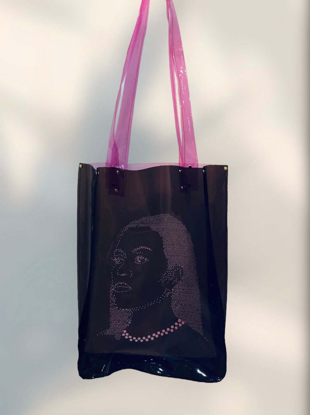 Michelle Obama Tote Pink and Black Vinyl With Cut-out Pointillism ...