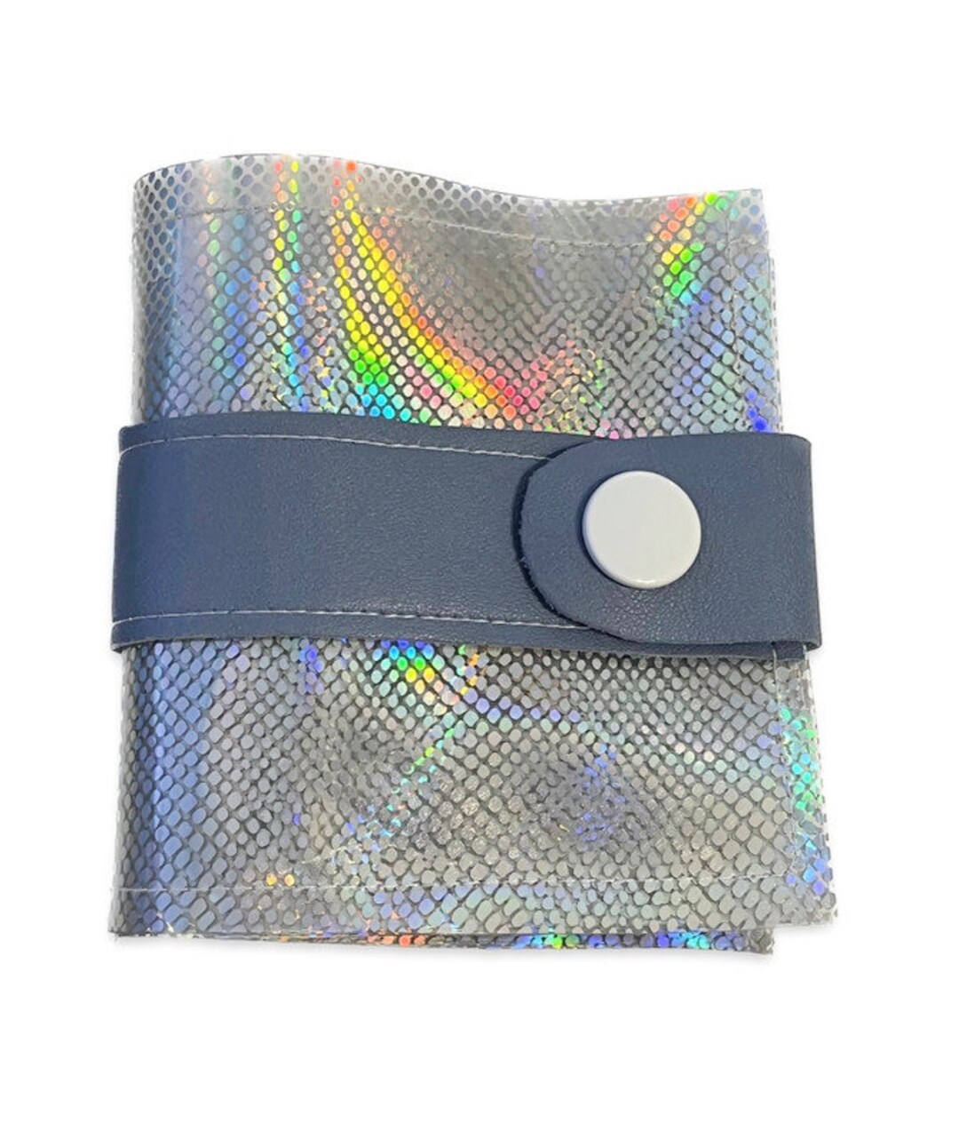 Iridescent Clear Vinyl Wallet Blue Leather Accent and Snap Closure - Etsy