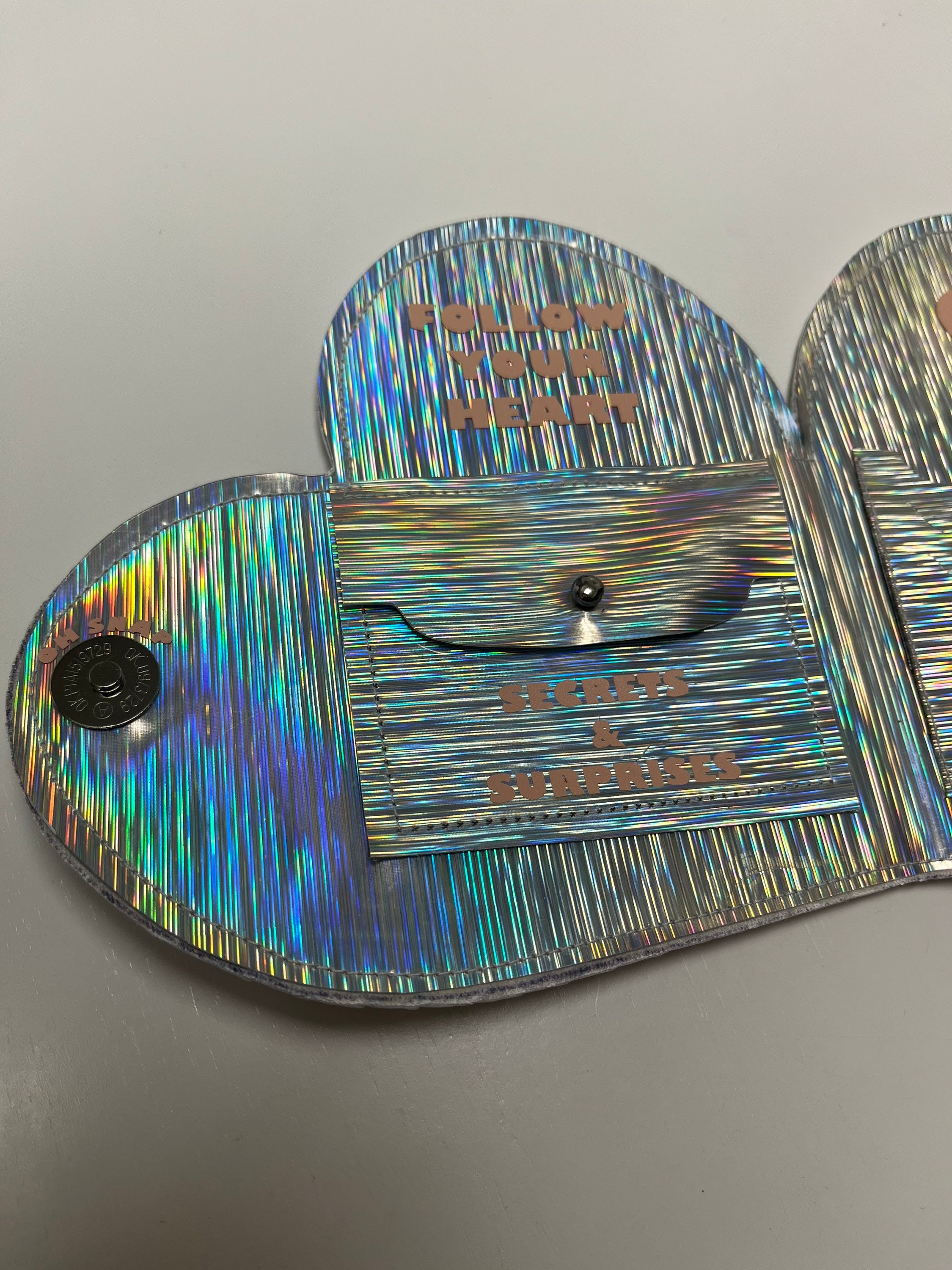 Heart Shape Wallet White Faux Snake Skin With Iridescent - Etsy