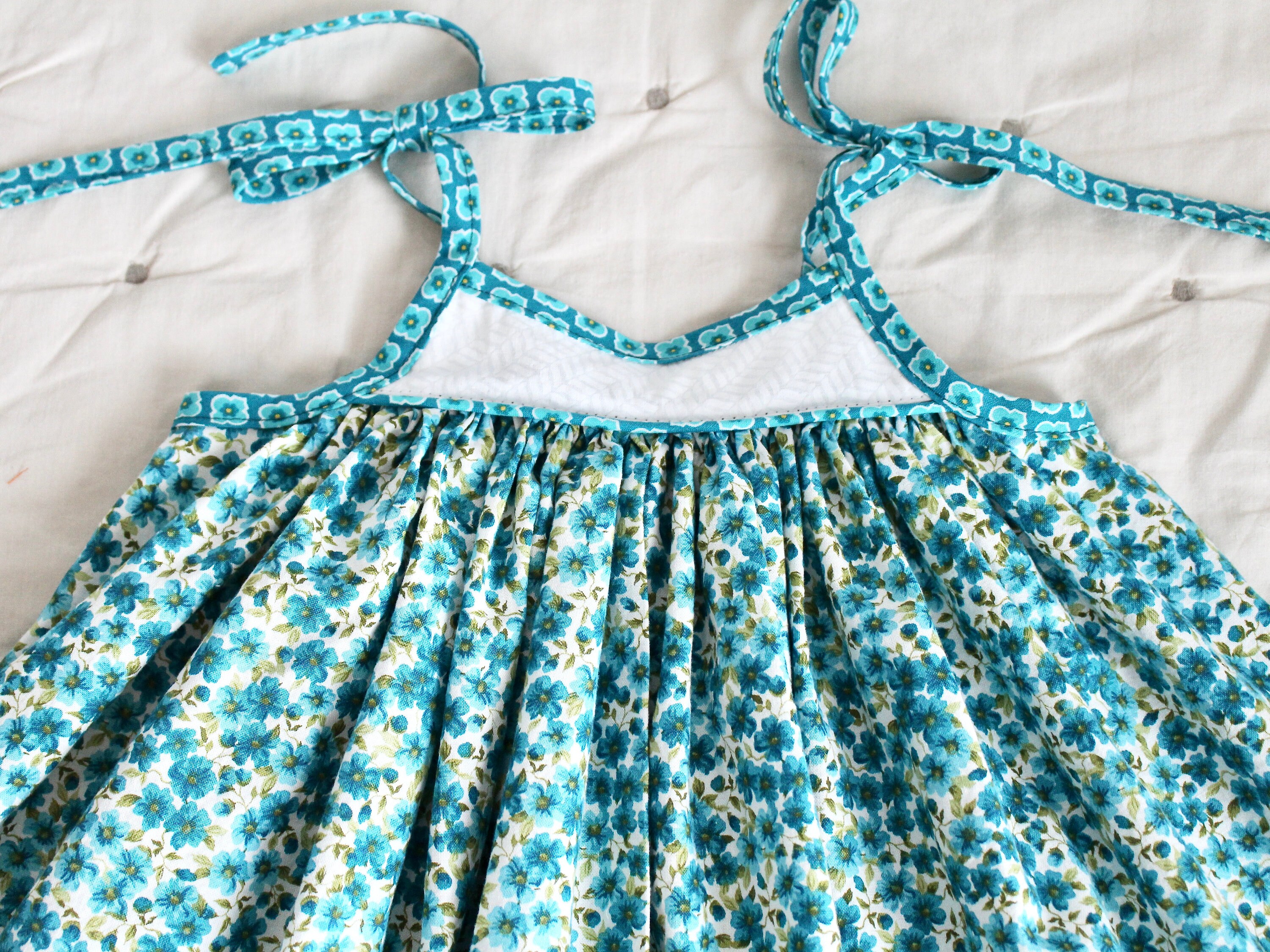 Girls' Teal Calico Floral Swing Sundress With Ruffle and Spaghetti ...