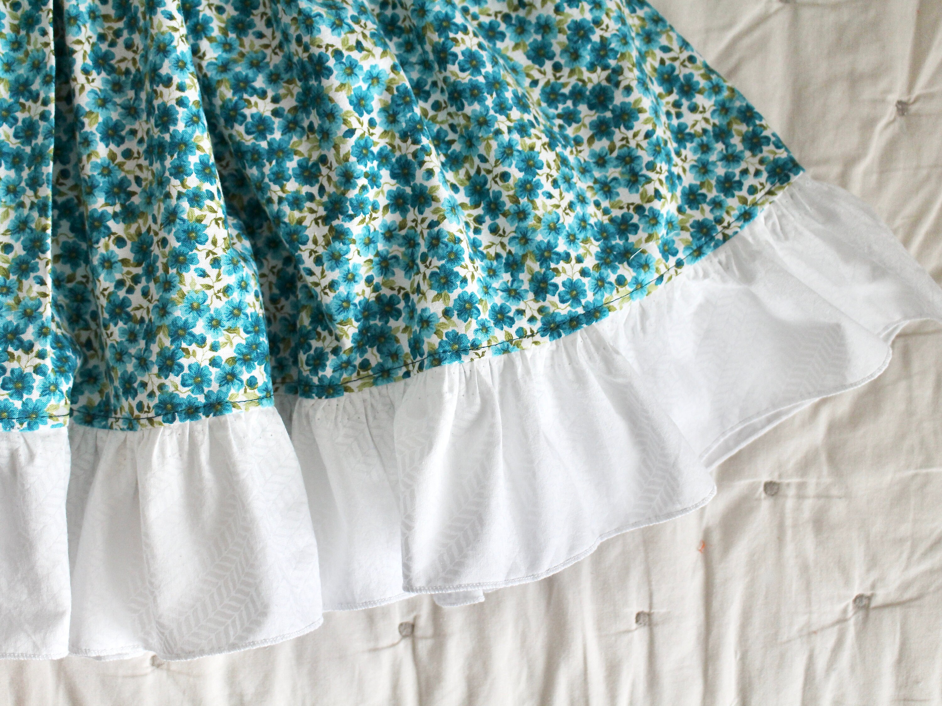 Girls' Teal Calico Floral Swing Sundress With Ruffle and Spaghetti ...