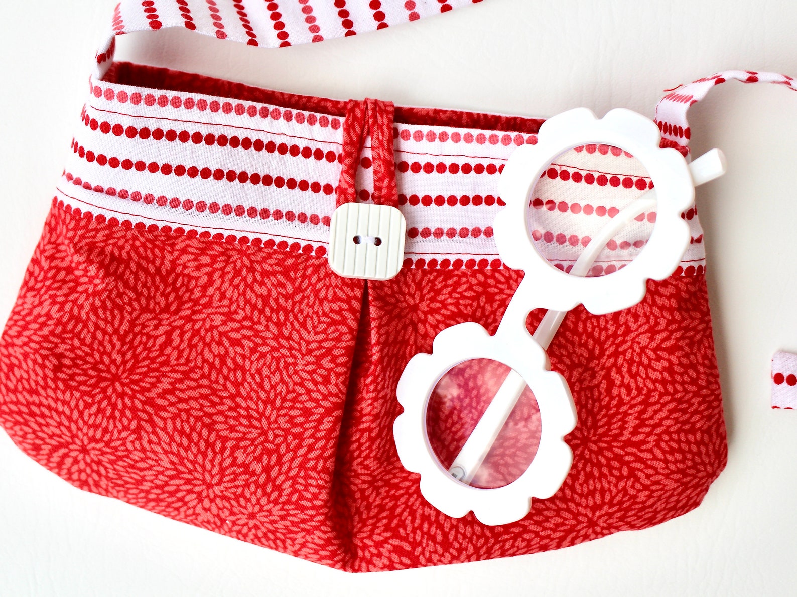 Child's Red Mini Cloth Purse, Pleated Reversible Shoulder Bag or Hair ...