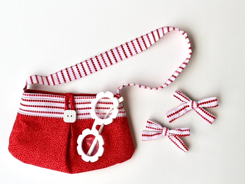 Child's Dress up Red Mini Cloth Purse, Pleated Reversible Shoulder Bag ...