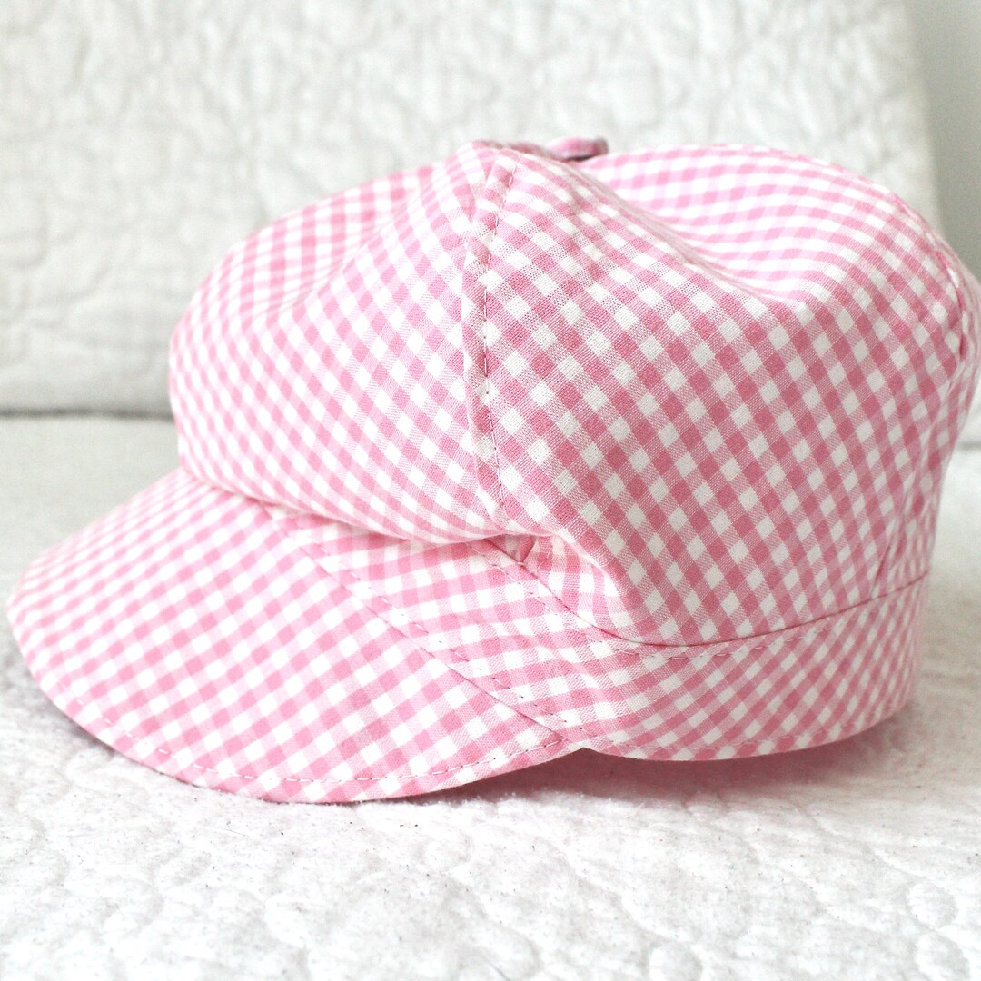 Girl's Pink Gingham Newsboy Cap, Little Girl's Pink Hat, Toddler Girl's ...