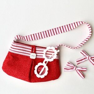 Child's Red Mini Cloth Purse, Pleated Reversible Shoulder Bag or Hair ...