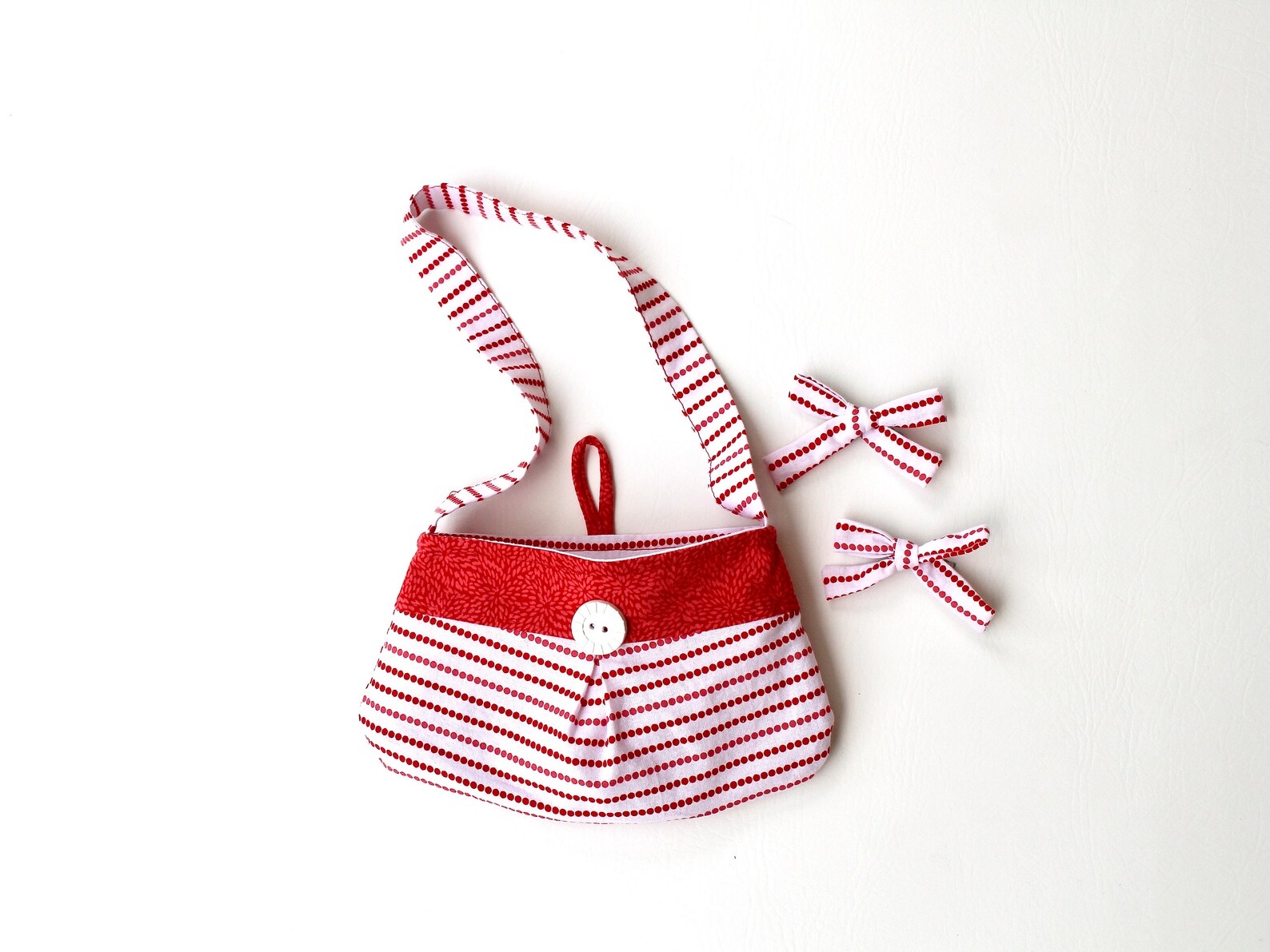 Child's Red Mini Cloth Purse, Pleated Reversible Shoulder Bag or Hair ...